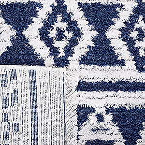 SAFAVIEH Augustine Collection Area Rug - 8' x 10', Navy & Ivory, Moroccan Boho Tribal Fringe Design, Non-Shedding & Easy Care, Ideal for High Traffic Areas in Living Room, Bedroom (AGT849N)