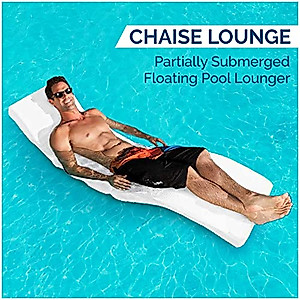 SwimWays Terra Sol Sonoma 2-in-1 Pool Float and Patio Chaise Lounge Chair, White
