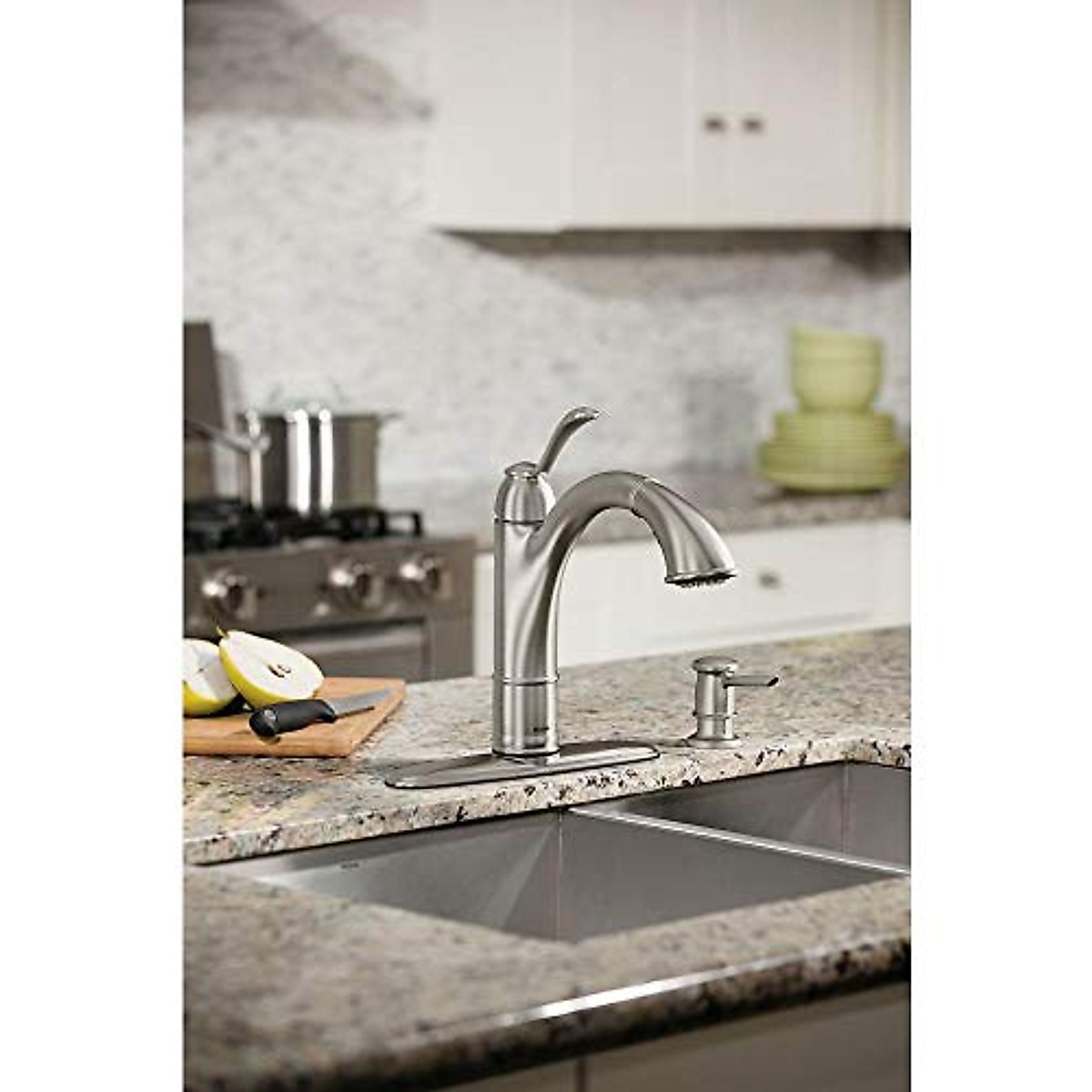Moen 87045MSRS Walden Single-Handle Pull-Out Kitchen Faucet Featuring Protection Stainlessâ€¦, Spot Resist Stainless Microban