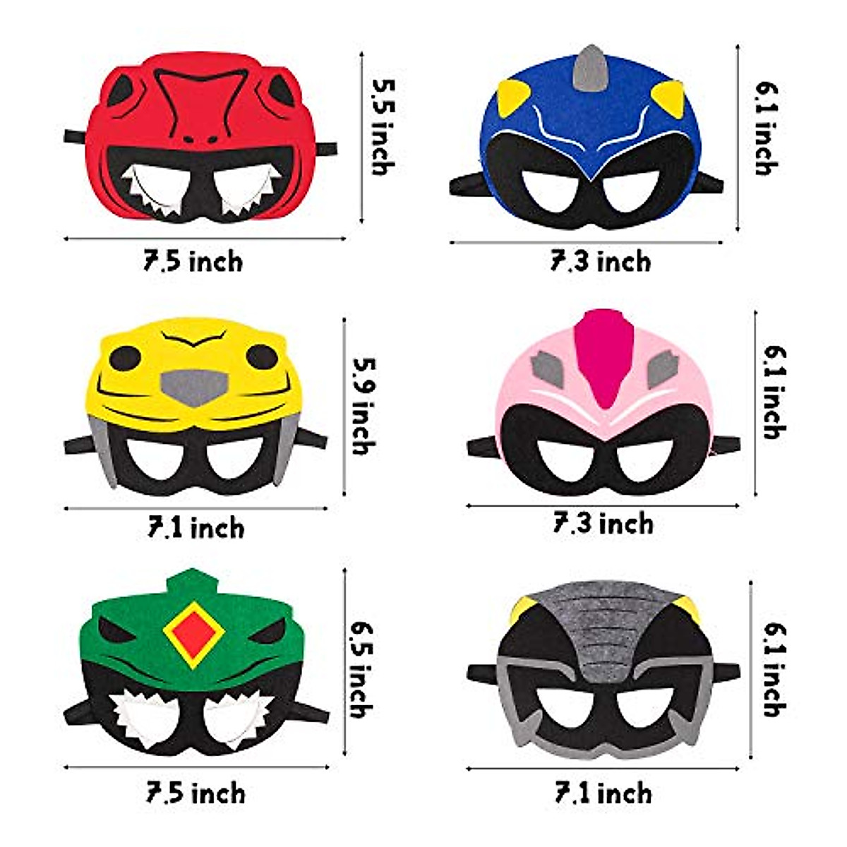 Haooryx 12Pcs Power Hero Theme Party Masks, Dress Up Costumes Party Decor Supplies US Rangers Ninja Steel Halloween Pretend Play Accessories Photo Booth Prop for Baby Shower Kids Birthday Favors