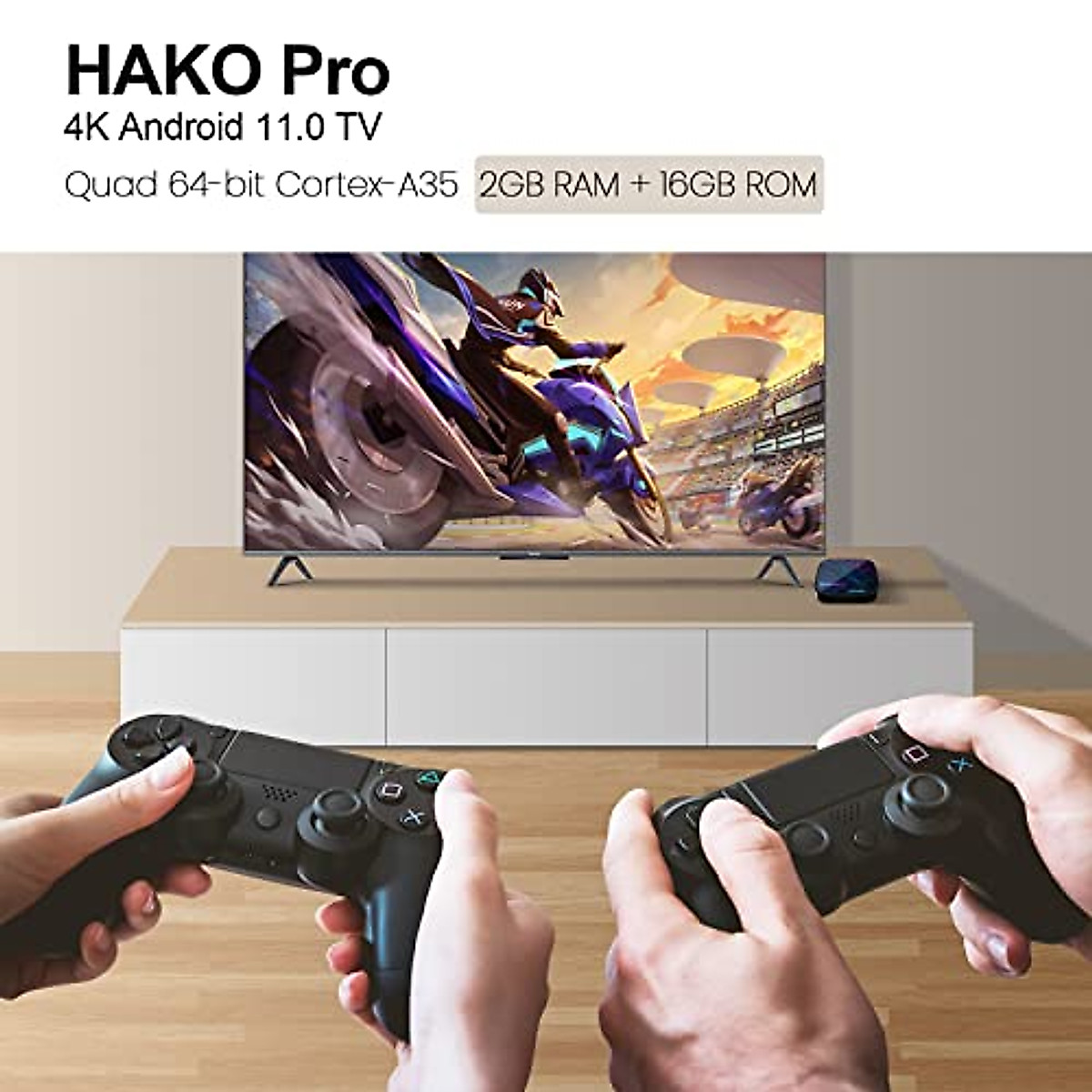ATV Google Certified Android 11.0 TV Box, 2GB RAM 16GB ROM Amlogic S905Y4 Android TV Quad 64 bits Cortex-A35, 2.4G/5G Dual WiFi Support YouTube 4K H.265 AV1 with Netflix Google Assistant