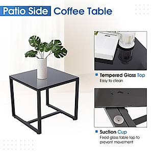 HYDRAGARDEN 3PCS Patio Furniture Set, Outdoor Wicker Bistro Conversation Set with Padded Cushions & Glass Table, Garden Rattan Chair Set for Porch Balcony Backyard (Plus Grey Wicker & Grey Cushions)