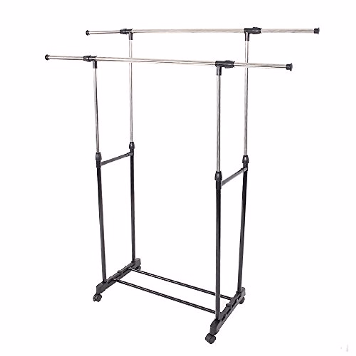 Safe Price 32" Adjustable Rolling Clothes Rack Double Bar Hanging Garment with Hanger Steel