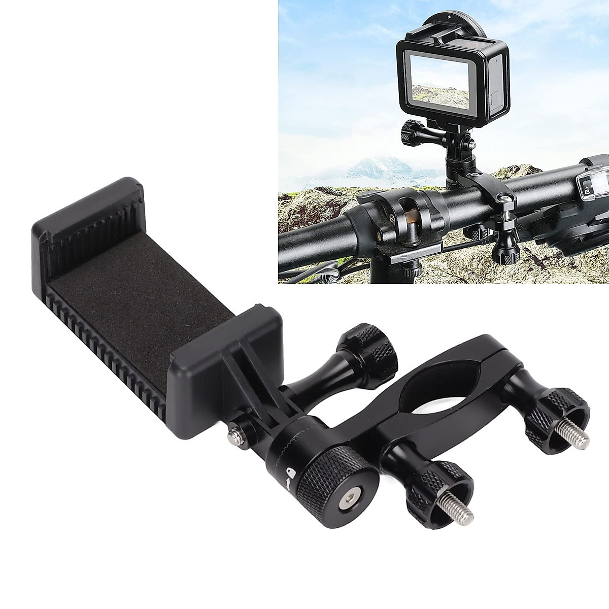 Bike Camera Holder, 360 Degree Rotation Motorcycle Camera Bracket Corrosion Resistance Slip Resistance Pad for Sports Camera
