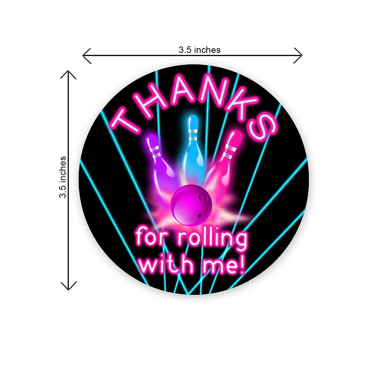 Bowling Party Favor Stickers - 20 Favor Bag Stickers - Bowling Party Thank You Tag - Bowling Party Supplies - Bowling Party Decorations - Glow Pink Stickers