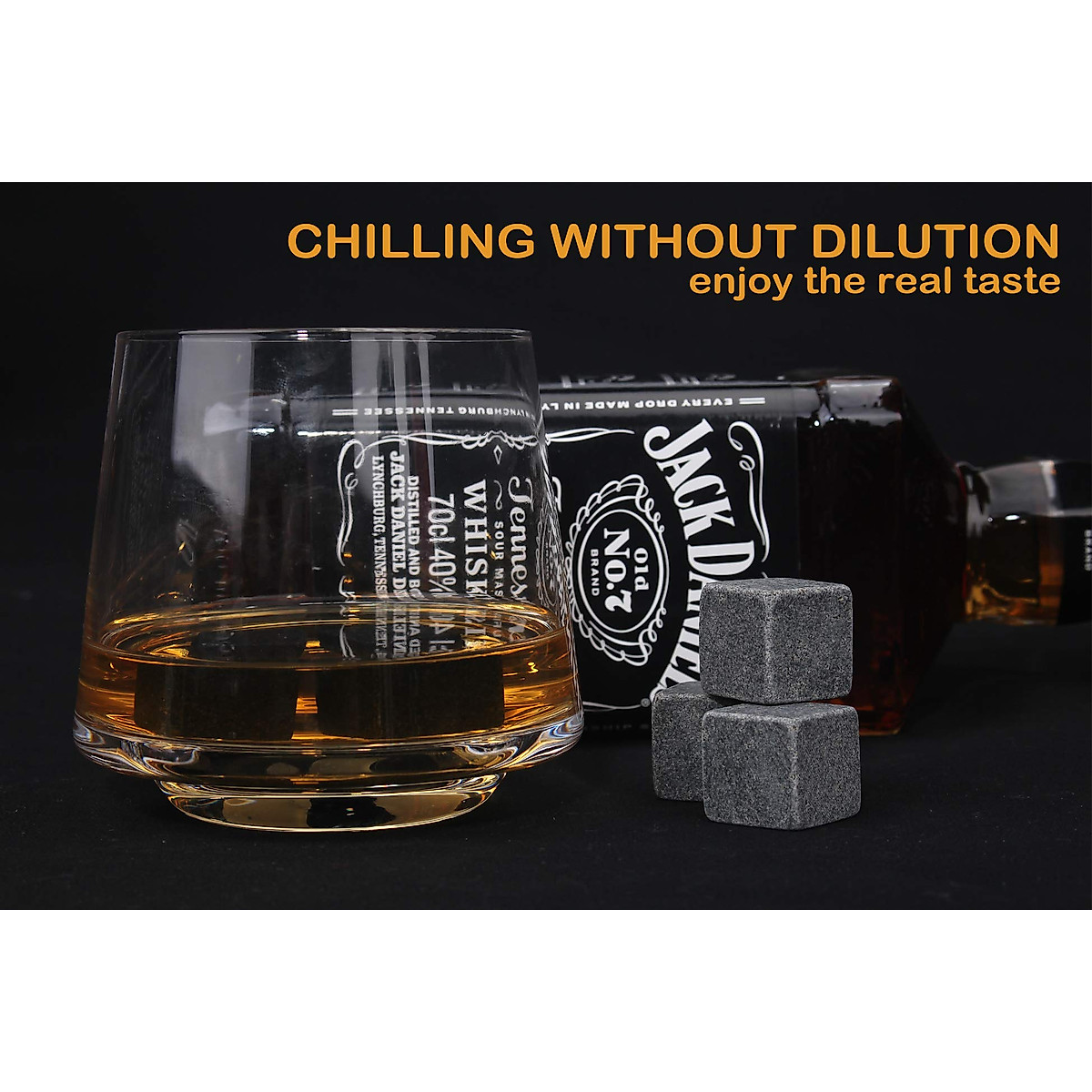 Whiskey Stones and Bottle Stopper Set, Pack of 8 Whiskey Drinking Stones to Chiling Whiskey, Polymer Stopper for Standard Spirit, Wine Bottles, Gift Pack for Christmas, Birthday - Barleo Malt°