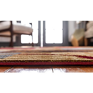Unique Loom Barista Collection Area Rug - Kouillou (6' 1" x 9' Rectangle, Multi/ Brown)