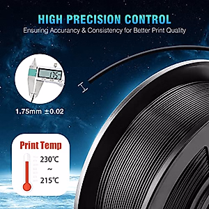 SUNLU PETG-G 3D Printer Filament 1.75mm 1 kg Spool, Better Flow of SUNLU no plugging Premium PETG-G Filament 1.75 +/- 0.02 mm for 3D Printing，Black