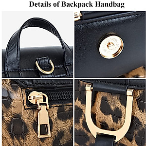 ZiMing Women Handbags Wallet Set Leopard Print Leather Purses Small Backpack Crossbody Shoulder Bags Wristband Wallet 4 Pcs