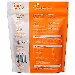 smallbatch Pets Freeze-Dried Super Booster Chicken Bites for Dogs & Cats, 18 oz, Made in The USA, Humanely Raised Single Protein Source, Topper & Treat, with Organic Vegetables and Probiotics