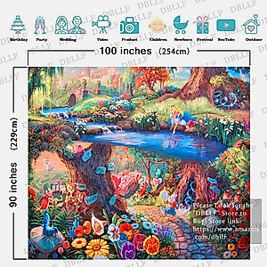 DBLLF Fairytale Forest Tapestry Wonderland Tapestry 100x90 Giant Tapestry Rabbit Motion Cups Hearts and Flower Character Cartoon Style Wide Wall Hanging for Home Decor GTLSDB72