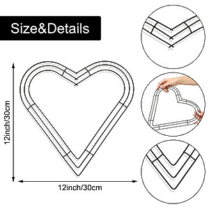 bememo 2 Pieces 16 Inch Heart Wire Wreath Frame Metal Flower Wreath Frames for New Year Valentines Party Decoration, Dark Green