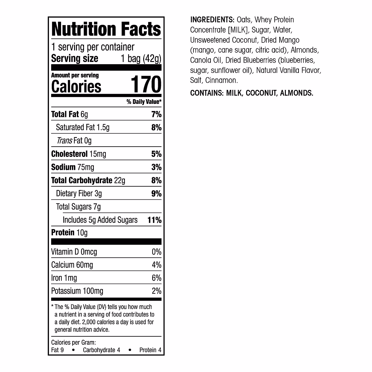 WonderSlim Protein Granola Trail Mix, Blueberry Mango, 10g Protein, Gluten Free (7ct)