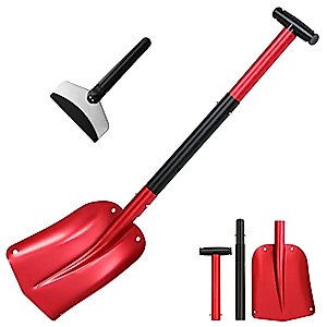 KioGro 32-inch Snow Shovel - 3 Piece Aluminum Folding Shovels Snow Removal for Car Driveway with Ice Scraper and Portable Bag (Snow Shovel-Portable Design)
