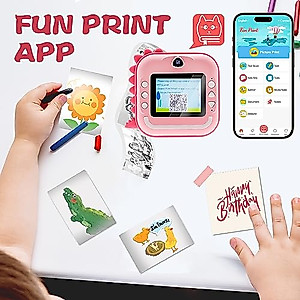 Mini Kids Digital Instant Print Camera with SD Card,Cheap Children’s Video Toddler Camera Toys Age 3-14,Birthday for 3 4 5 6 7 8 9 10 11 13 14 Year Old Girls Boys (Pink)