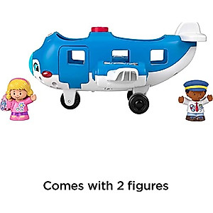 Fisher-Price Little People Musical Toddler Toy Travel Together Airplane with Lights Sounds & 2 Figures for Ages 1+ Years, Blue