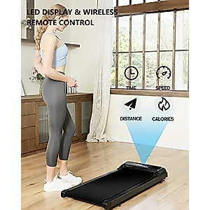 Under Desk Treadmill - 2 in 1 Walking Pad Treadmill of Compact Space, 2.5HP Quiet Desk Treadmill with Remote Control, LED Display, Portable Treadmill for Home Office…