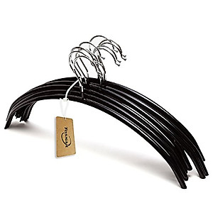 Tosnail 10 Pack Black Super Grippy Slip-Reducing Contour Shirt Hangers, Sweater Hangers, Dimple & Crease Free Hanger Solution - Black