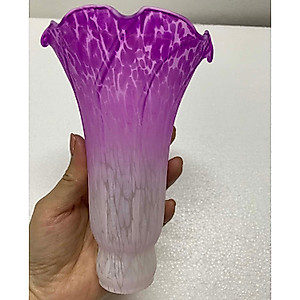 Bieye LS03 Lily Flower Blown Glass Lampshade (White Purple, Opening I.D. 1.26" x O.D. 1.5")