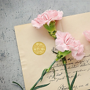 CRASPIRE Gold Foil Certificate Seals Flower Pattern 2" Round Self Adhesive Embossed Stickers 100pcs for Invitations Certification Graduation Notary Seals Corporate Seals Monogram Emboss