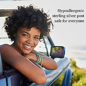 925 Sterling Silver Post Hoop Earrings for Women Gilrs Black Cubic Zirconia Oval Chunky Black Hoop Earrings weinuo Jewelry