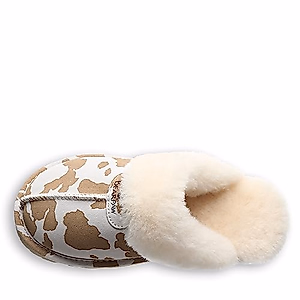 BEARPAW Women's Loki Exotic Tan Cow Print Size 7 | Women's Slipper | Women's Shoe | Comfortable & Lightweight