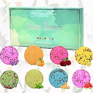 Shower Steamers Aromatherapy Gift Set, Coldairsoap Shower Bombs with Natural Essential Oils, Vaporizing Steam Home SPA Experience, 8 Smells for Self Care and Shower Steamer Halloween Christmas Gifts