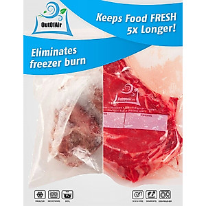 100 Vacuum Sealer Bags: Gallon Size (11" x 16") by OutOfAir Works with FoodSaver & Other Machines - 33% Thicker BPA Free, Commercial Grade, 11 x 16 inches