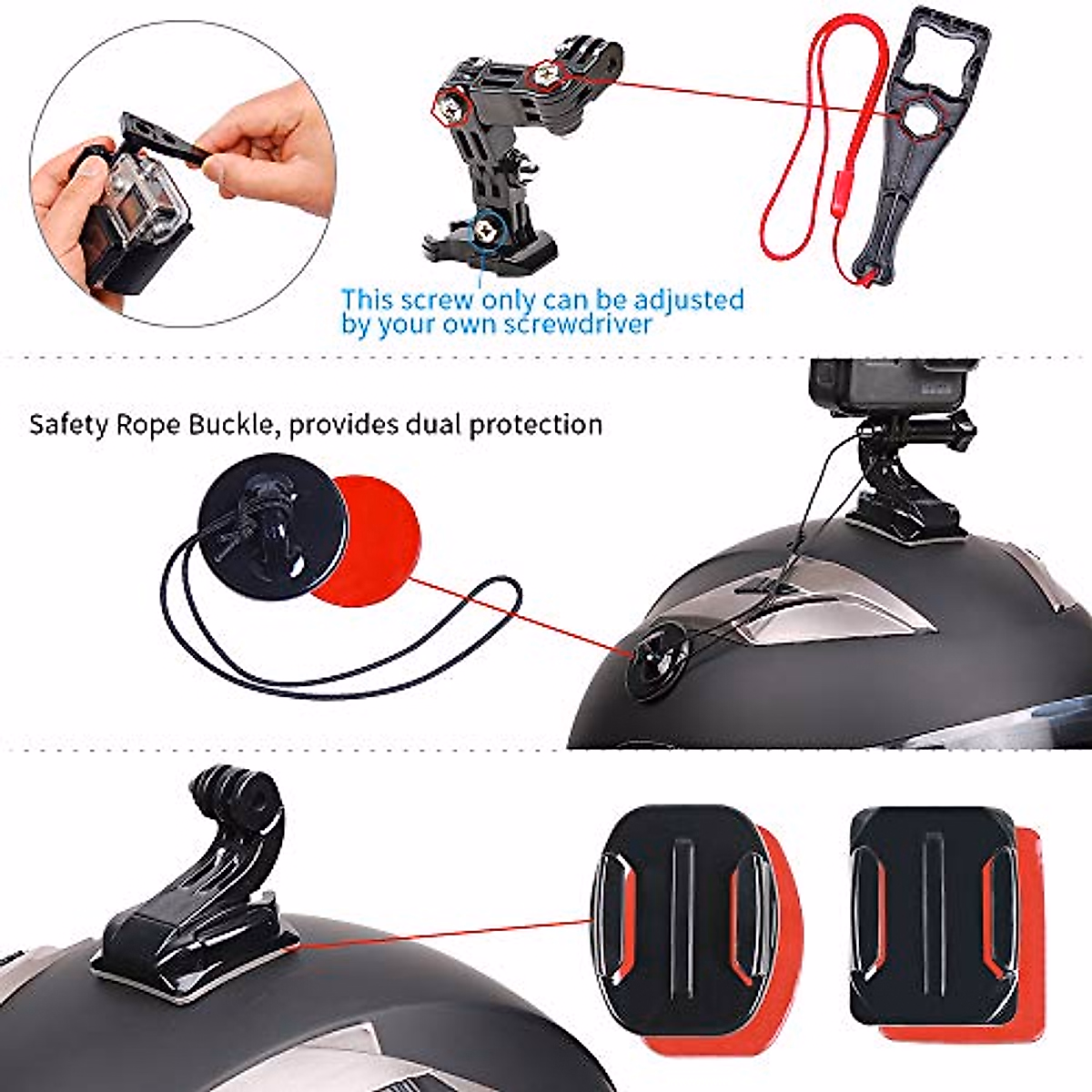Motorcycle Helmet Chin Mount Kit Compatible with GoPro Hero 10 Black, Hero 9/8/7 (2018)/6, 4 Session and More Action Cameras (Motorcycle Helmet Chin Mount)