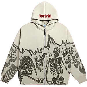 NEWSAIL Women Rhinestone Y2K Spider Skeleton Zip Up Hoodies,Rhinestone Y2k Sweatshirt for Women Oversized Skeleton Hoodie (10,3XL)