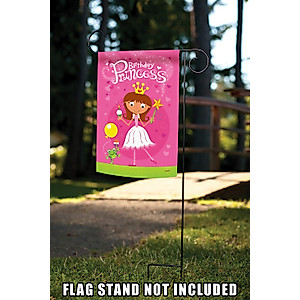 Toland Home Garden 1112455 Pink Princess Birthday Flag 12x18 Inch Double Sided Birthday Garden Flag for Outdoor House Princess Flag Yard Decoration