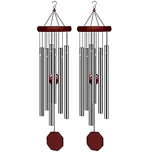 2 Pack Pgzsy Memorial Wind Chimes Outdoor Large Deep Tone, Wind Chime Outdoor Sympathy Wind-Chime Personalized with 6 Tuned Tubes, Elegant Chime for Garden Patio Balcony and Home