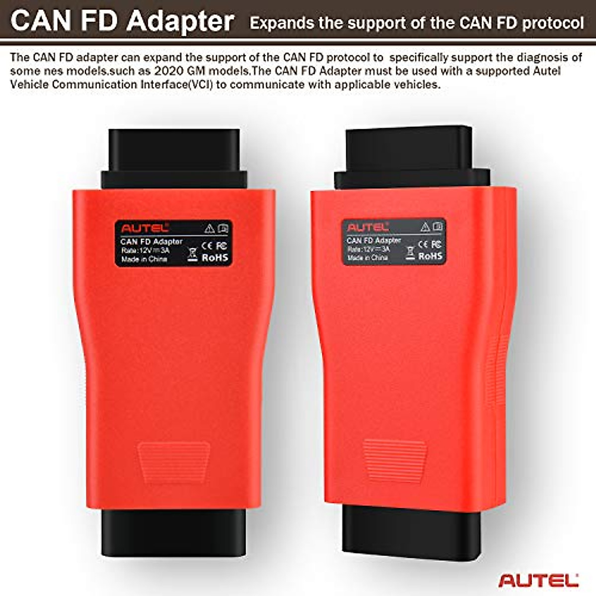 Autel CAN FD CANFD Adapter for GM MY2020 Vehicles, 2024 Newest Compatible with Autel Scanner Diagnostic Scan Tool MaxiSys Series Vehicle Models W/CAN FD Protocol (100% Original)