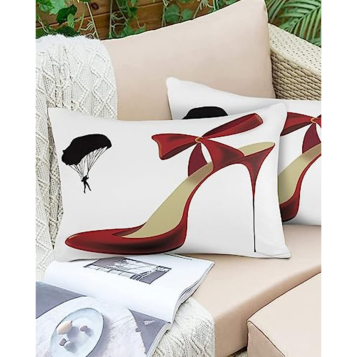 Maliyand Body Pillow Covers,Sexy Red High Heels Pattern Decorative Pillow Cover Pillow Case Cushion Cover for Bed Sofa Couch Home Decor 20"x26"