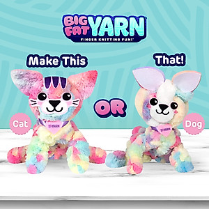 Big Fat Yarn Fantasy Animal Kit - Finger Knitting Fun - DIY All in One Knitting Kit – Level 3: Advanced, Arts and Crafts for Kids Teens Tweens and Adults - Make Your Own Animals - Ages 6+