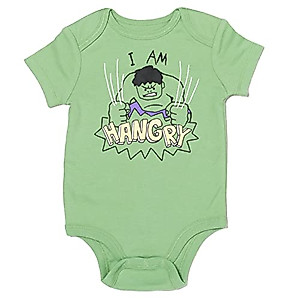 Marvel Avengers Hulk Newborn Baby Boys 3 Piece Outfit Set: Cuddly Bodysuit Pants Hat Green/Gray