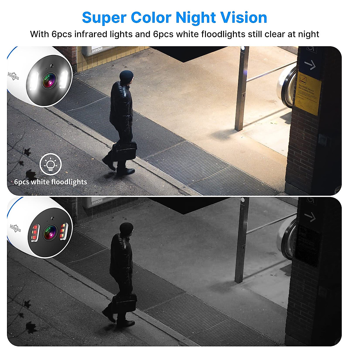 [Full Color Night Vision] Hiseeu Wireless Security Camera System 3MP Spotlight IP Cameras WiFi Surveillance System with 2 Way Audio,Light&Sound Alarm with 8CH NVR 1TB Hard Drive Compatible Alexa