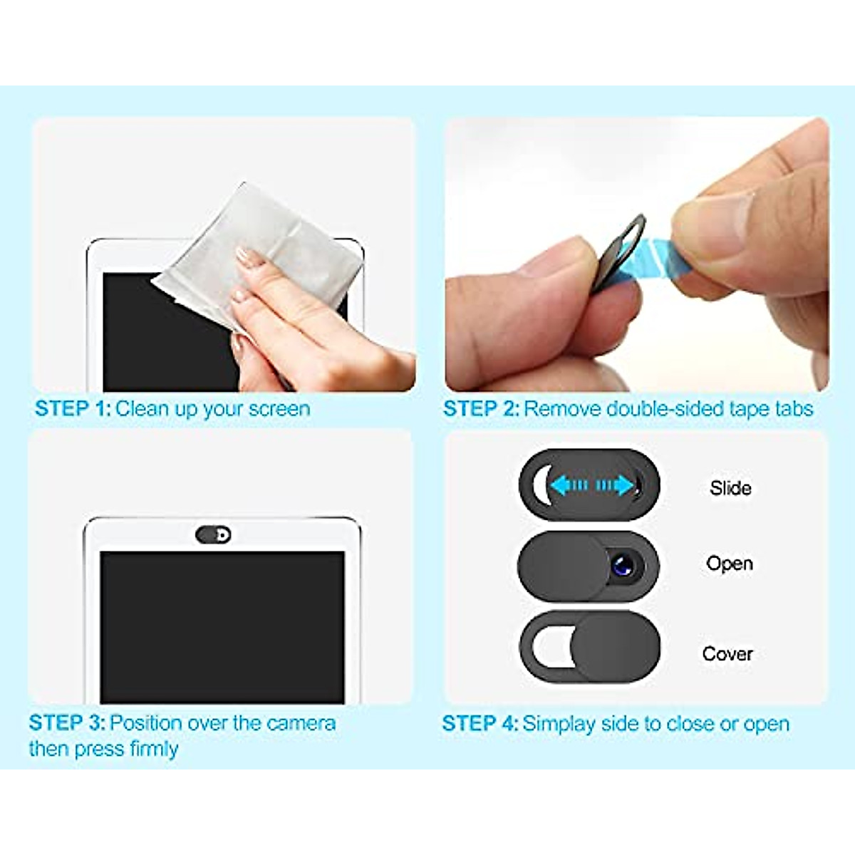 YAMXIN Laptop Camera Cover Slide 9 Pack(3 Large + 6 Small) Webcam Cover Fit Most Laptop, PC, Tablet (Black)