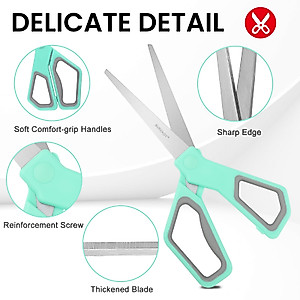 8" Multipurpose Scissors Bulk 18-Pack, Right/Left Handed Comfort-Grip Handles Ultra Sharp Blade Shears Sturdy Sharp Scissors for Office Home School Sewing Fabric Craft Supplies…