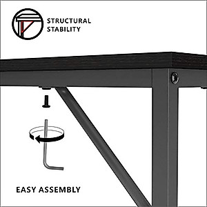 JOISCOPE Study Computer Desk for Home Office,Small Working and Writing Desk with Wooden Storage Shelf,2-Tier Industrial Morden Laptop Table with Splice Board,47 inches(Black Oak Finish)