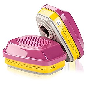1 Pair P100 Respirator Cartridge, 60923 P100 Respirator Filter, Against Organic Vapors, Acid Gases and Particulates, for Half and Full Face Respirators 6000, 7000 and FF-400 Series