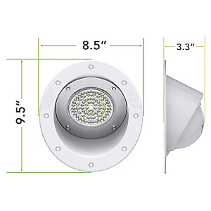 Leisure LED RV Exterior Round Flood Porch Utility Light - White 12v 1100 Lumen Lighting Fixture Replacement Lighting for Weekend Warrior RVs, Trailers, Campers, 5th Wheels (White)