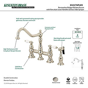 Kingston Brass KS3276PLBS Restoration Bridge Kitchen Faucet, Polished Nickel