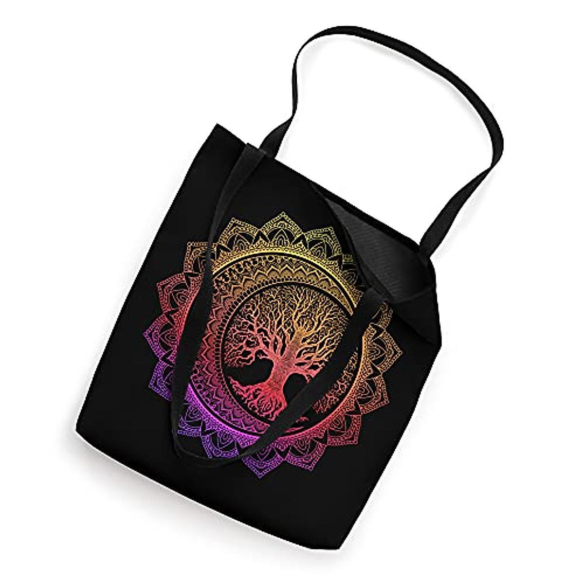 Tree of Life Cresent Moon Phases Floral Mandala Yoga Gift Tote Bag