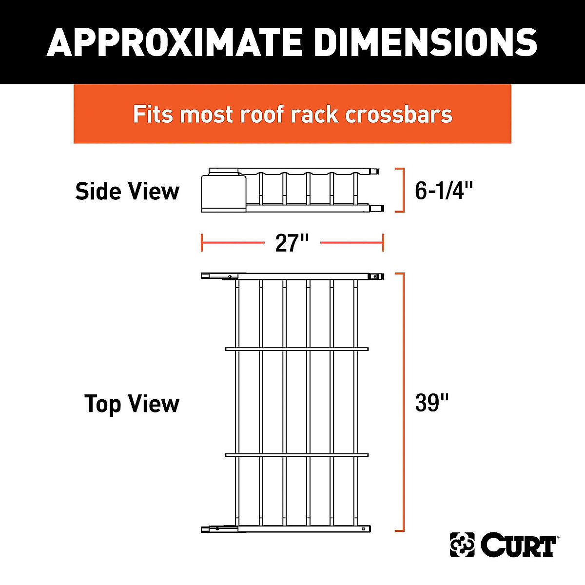 CURT 18117 21 x 37-Inch Roof Rack Extension for CURT Rooftop Cargo Carrier 18115