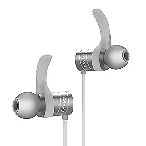 Crave Octane Wireless Bluetooth Earphones, in-Ear Sweat and Water Resistant Stereo Headphones Earbuds with 8 Hour Battery, Magnetic Ends, Built-in Mic – Silver