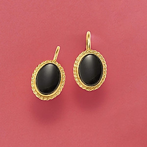 Ross-Simons 8x6mm Black Onyx Drop Earrings in 14kt Yellow Gold