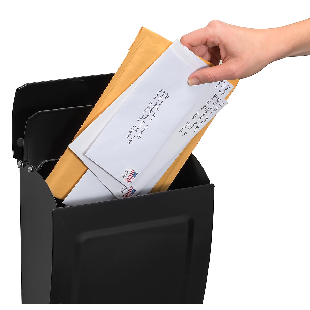 Architectural Mailboxes Aspen Galvanized Steel, Locking, Wall Mount Mailbox, 2594B-10, Black, Small Capacity