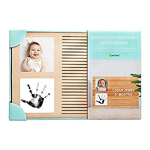 Pearhead Babyprints Letterboard Baby Handprint & Photo Frame, Wooden Customizable Letterboard for Baby, New Baby Keepsake