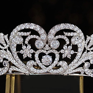 Aoligrace CZ Princess Princess Diana Wedding Crowns for Bridal Spencer Replica Tiaras for Women Cubic Zirconia Prom Headpiece